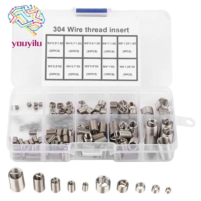 150Pcs M3 M4 M5 M6 M8 Stainless Steel Heli Coil Thread Repair Insert ...