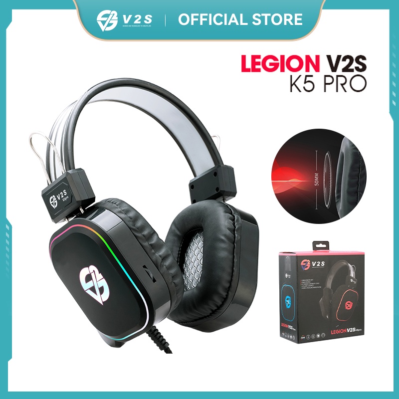 V2S K5Pro Drive Legion RGB Led Gaming Headphones Noise Reduction ...