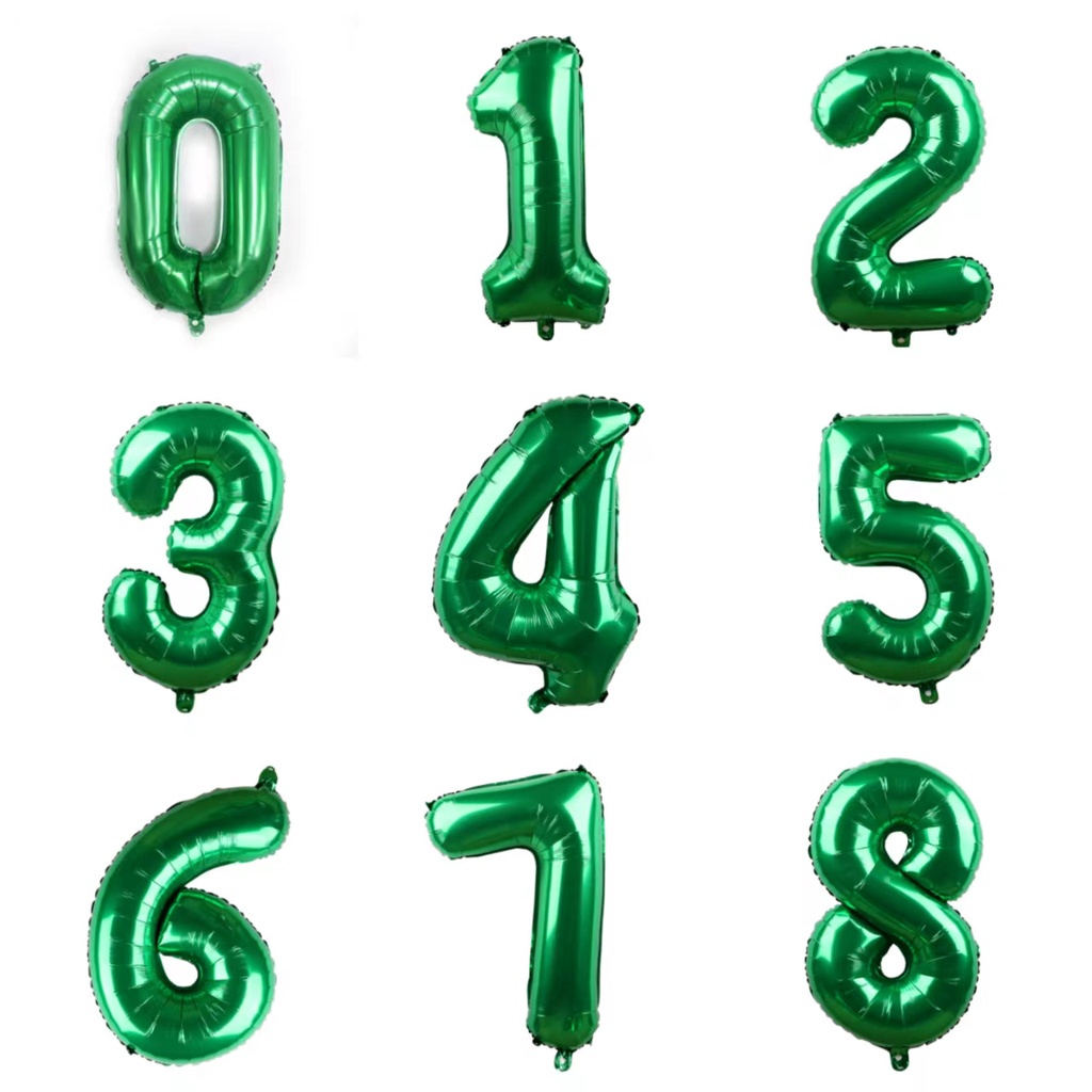 32Inch Digital Balloons 0-9 Green Foil Digital Balloons Birthday Party ...