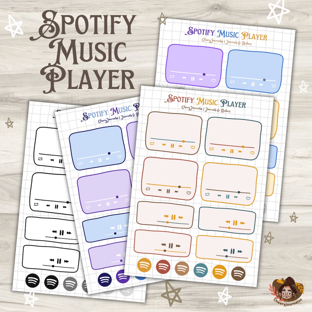 Spotify Player Functional Sticker Set 14 in 1 for Journal Planner Bujo ...