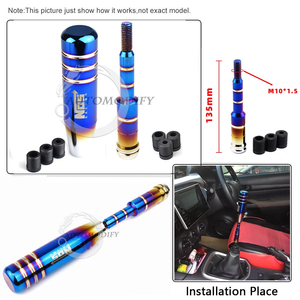 Baked blue Gear Shift Knob Extender Universal Adjustable Height Shifter ...