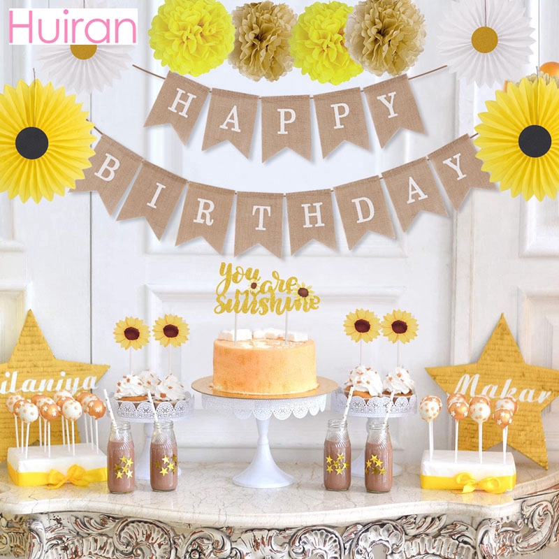 Sunflower Theme Party Happy Birthday Party Decoration Set Banner Kids ...