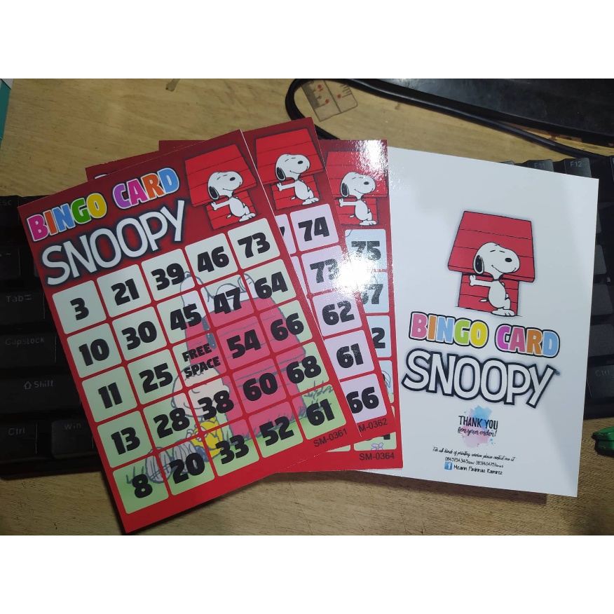SNOOPY BINGO CARDS (CUSTOMIZED) | Shopee Philippines