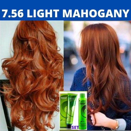 BREMOD 7.56 LIGHT MAHOGANY HAIR COLOR SET WITH OXIDIZER (100ML ...