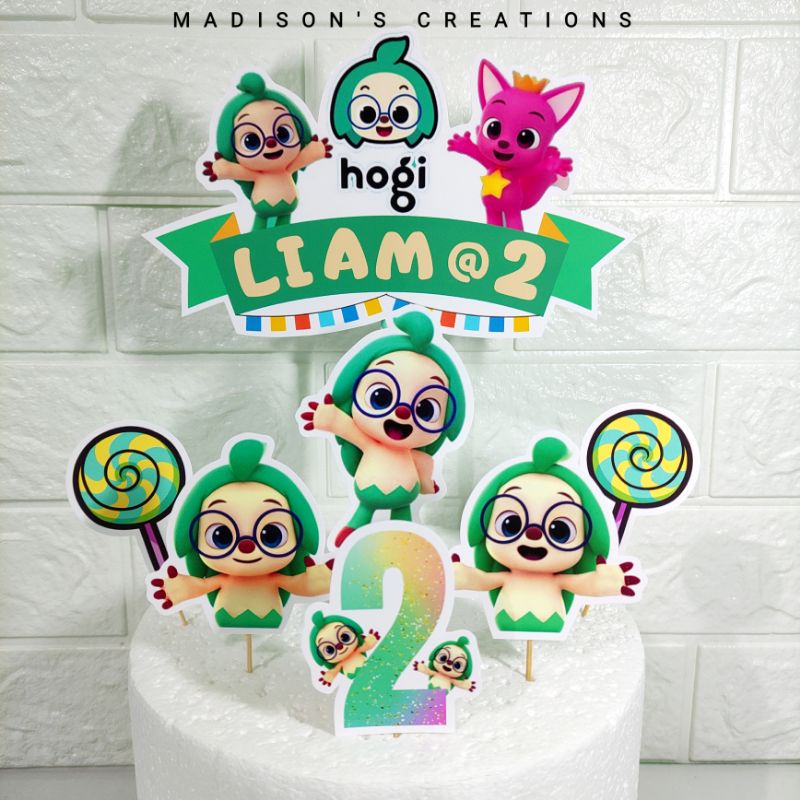 HOGI & Pink Fong Theme Cake Toppers/Banner (Personalize; High-quality ...