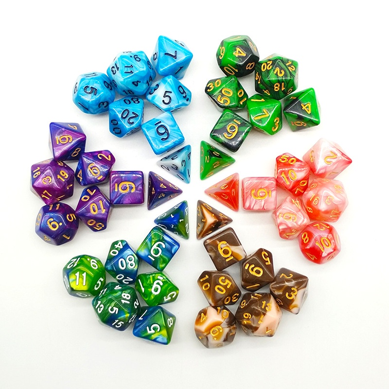 New 7 PCS Polyhedral RPG Dice Acrylic Multi-Color Game Dice DND Dice ...