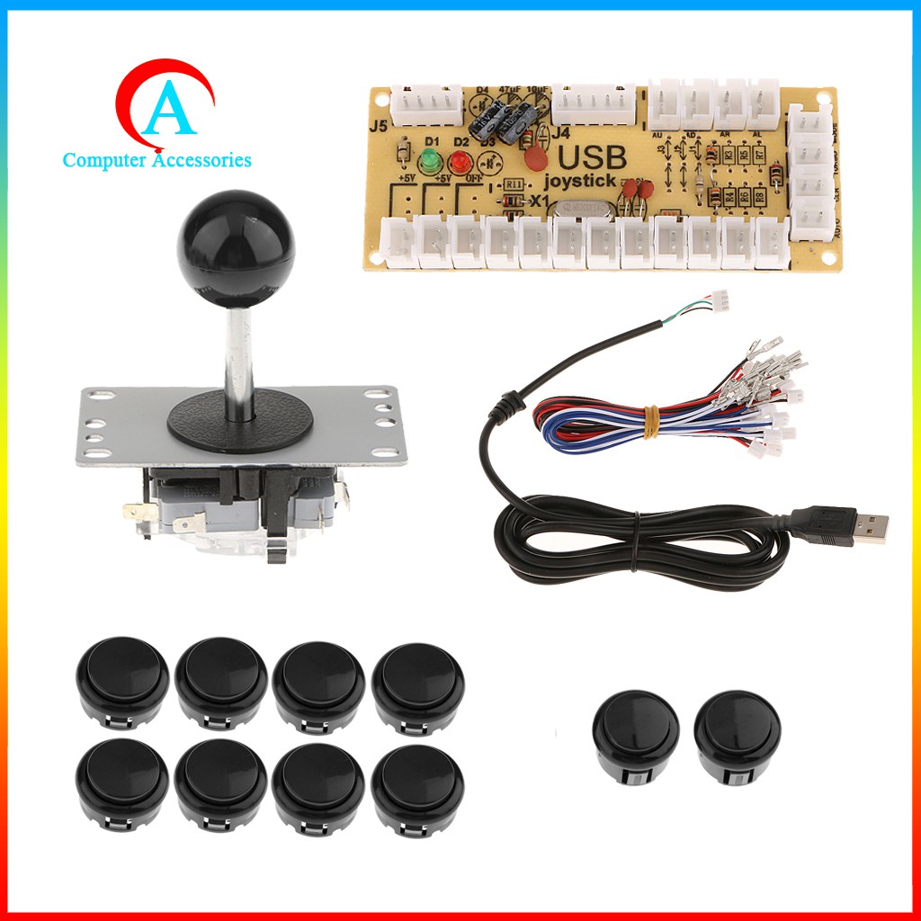 Zero delay arcade usb encoder 5 pin pc joystick diy kit & 10 buttons white | BeeCost