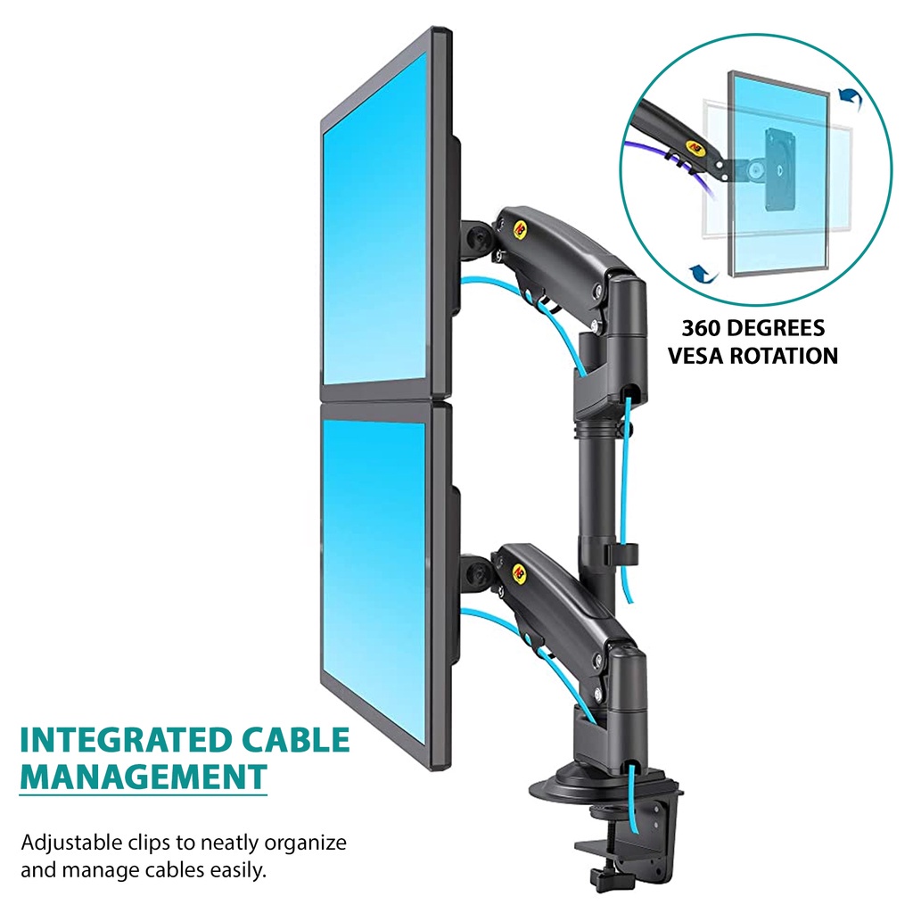 North Bayou NB H180 Dual Arm Double Monitor Desktop Mount for 22”-32 ...