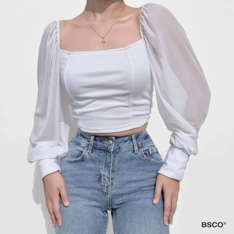 ONHAND BSCO REGULAR ARLA WHITE KOREAN TOP! | Shopee Philippines