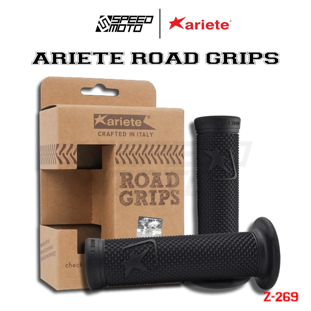 ARIETE HANDLE GRIP W/ STAR LOGO DESIGN Z-269 BLACK UNIVERSAL MOTORCYCLE ...