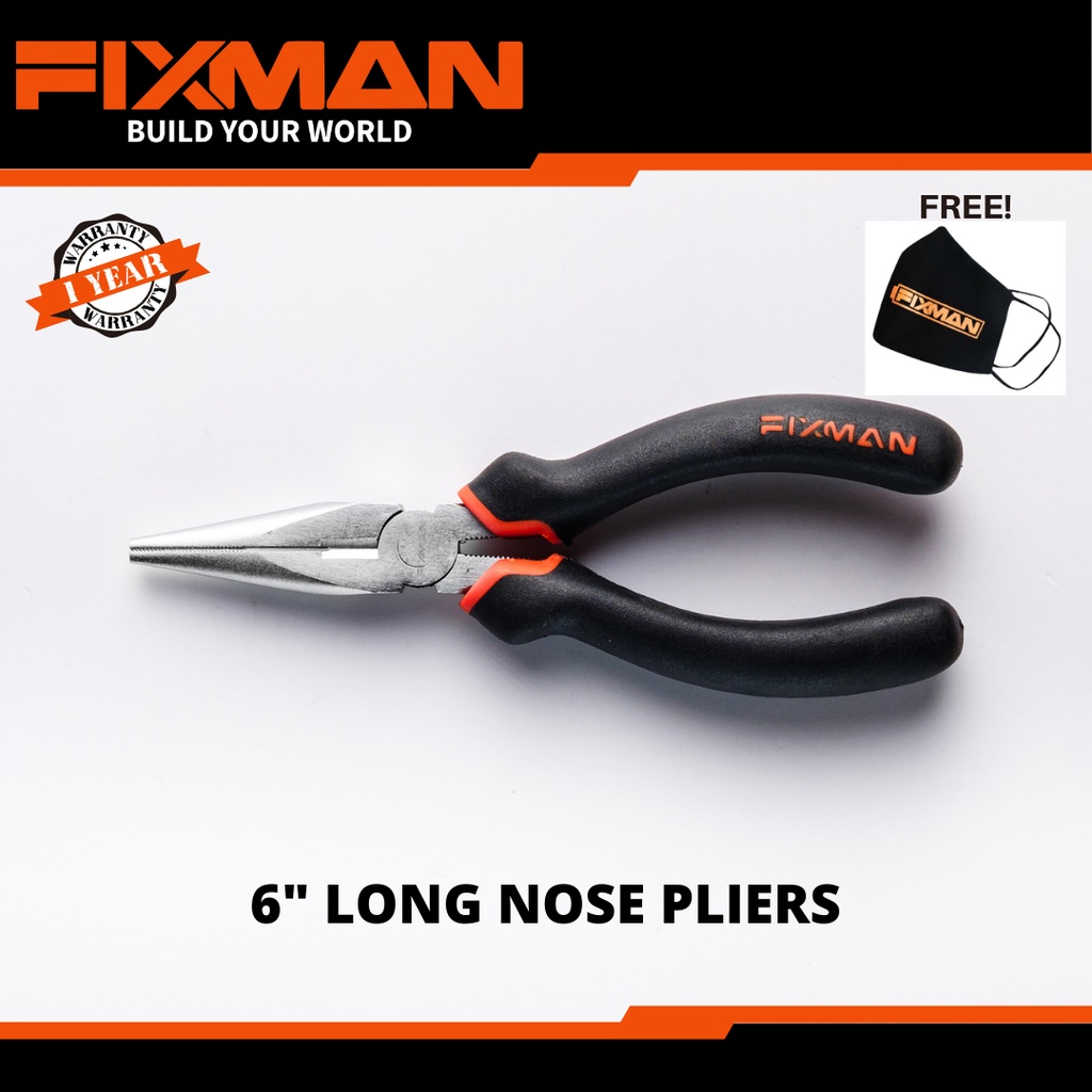 FIXMAN Long Nose Pliers (6" 160mm) (8" 200mm) | Shopee Philippines