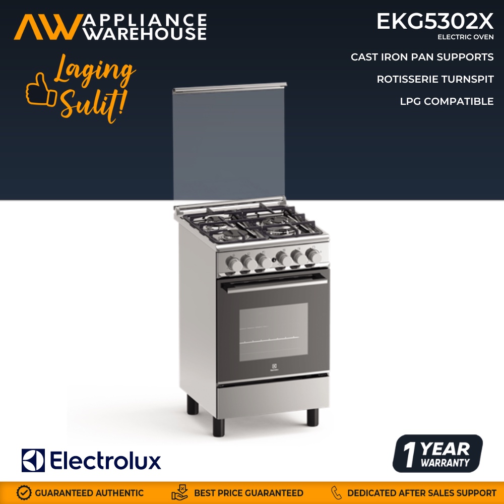 Electrolux EKG5302X 50cm 3 Gas Hob and 62L Electric Oven Cooking Range ...