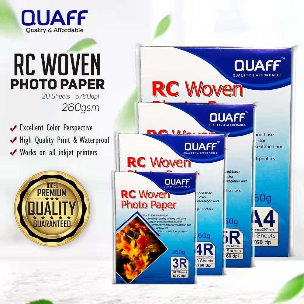 QUAFF RC Woven Photo Paper 260gsm Resin Coated Paper A4 | 5R | 4R | 3R ...