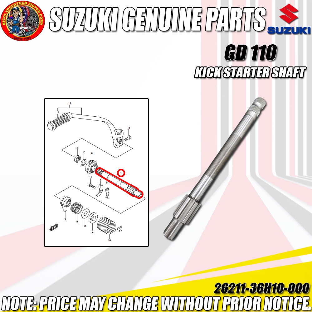 GD 110 KICK STARTER SHAFT (SGP) (Genuine 26211-36H10-000) | Shopee ...
