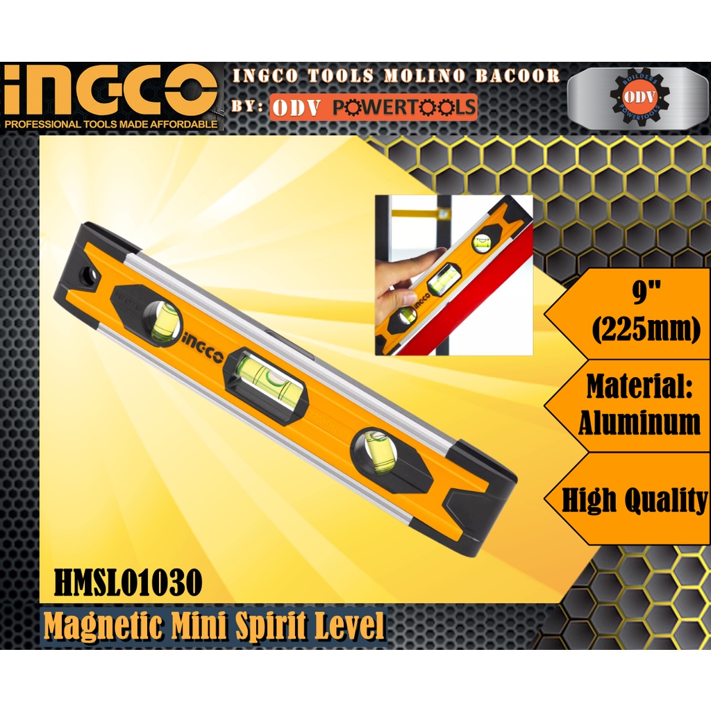 Ingco HMSL01030 9" Magnetic Mini Spirit Level - ODV POWERTOOLS | Shopee ...