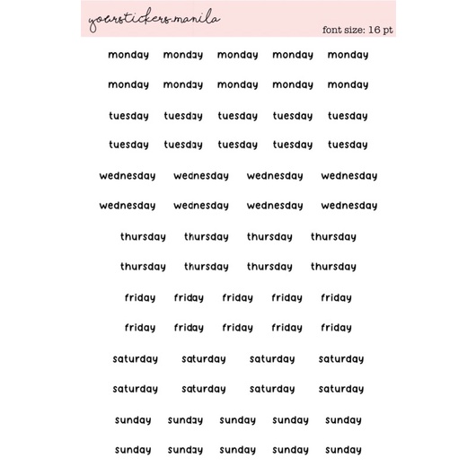 Script/Word Stickers - Weekly | Shopee Philippines