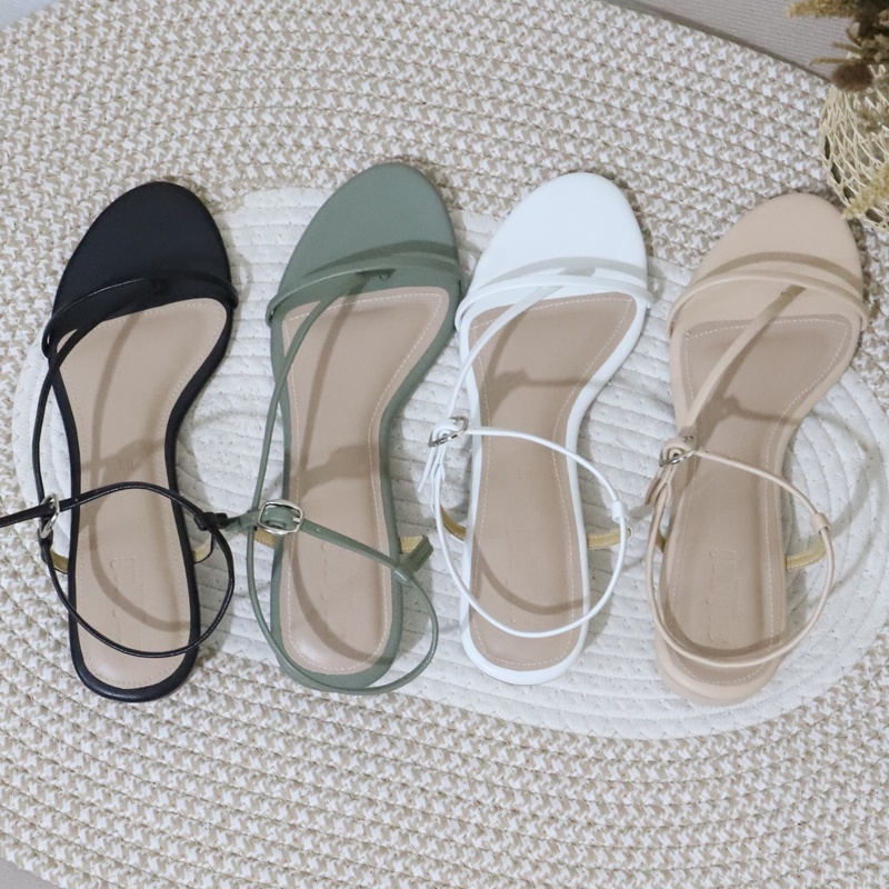 Elegant 1 inch hot new korean fashion block heels ankle sandals ...