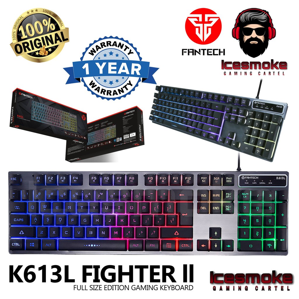 Original Fantech Fighter II K613L Full Size Edition Membrane Gaming Keyboard presyo ₱795