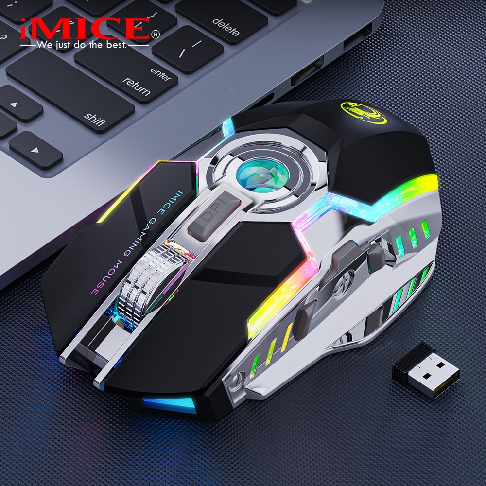 iMICE G7 Wireless 2.4GHz Gaming Mouse Colorful Streamer Lights ...