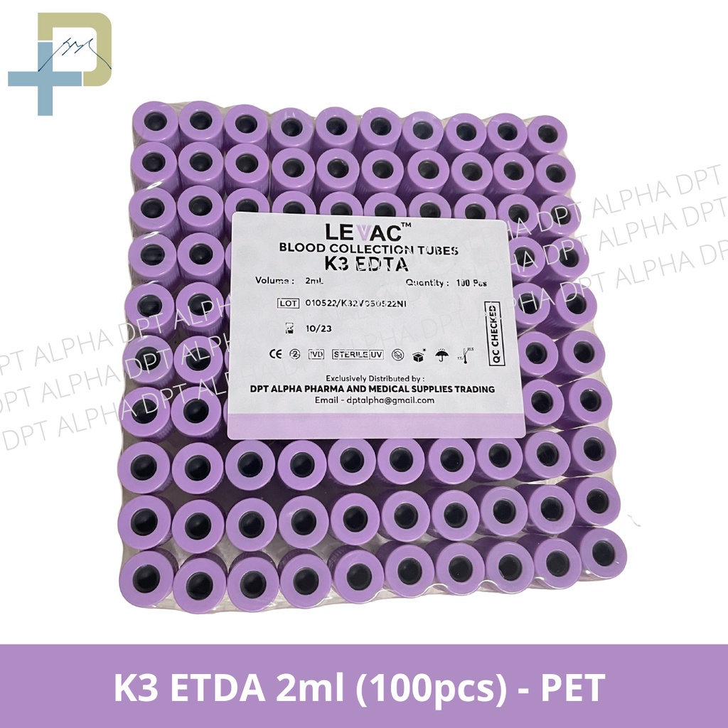 Purple Top - EDTA K2/K3 - 2ml/3ml/4ml - PLASTIC (PET) Vacuum Blood ...