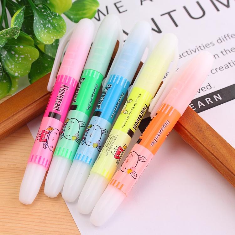 Korea Stationery Rabbit Fluorescent Note Marker Pen Color School ...