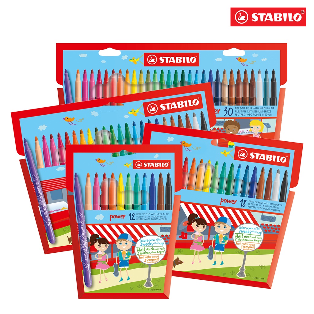 STABILO Power Fiber Tip Pen Colored Pen Set for Kids Drawing Art Portrait Illustration | Shopee ...