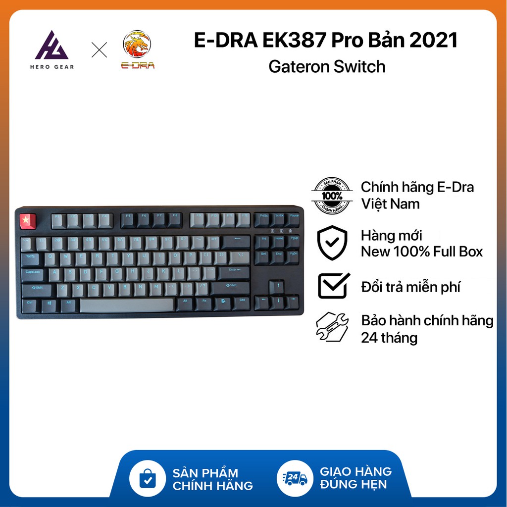 EDRA EK387 Pro Mechanical Keyboard 2021 - Gateron Switch - Keycaps ...