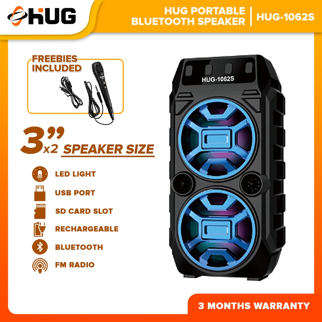 Hug Portable Led Wireless Bluetooth Karaoke Speaker (w/ USB & FM Radio ...