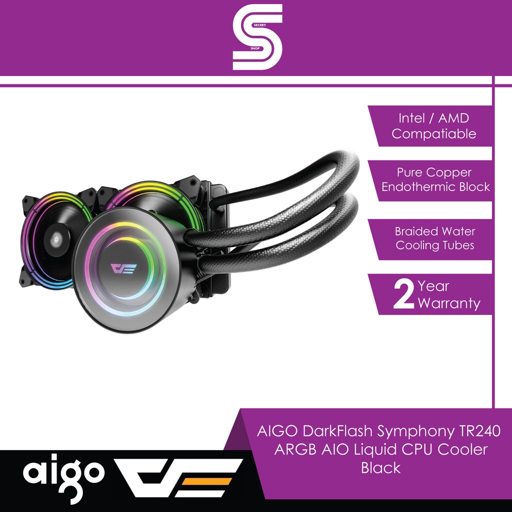 AIGO DarkFlash Symphony TR240 ARGB AIO Liquid CPU Cooler | Shopee ...