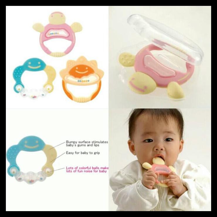 Wash Warehouse Richell Teether With Case / Baby Bite With Storage Case - Blue | BeeCost