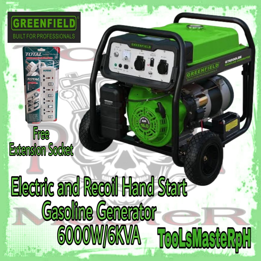 GREENFIELD 6000W/6KVA Gasoline Generator GT6500LBE Electric and Recoil ...