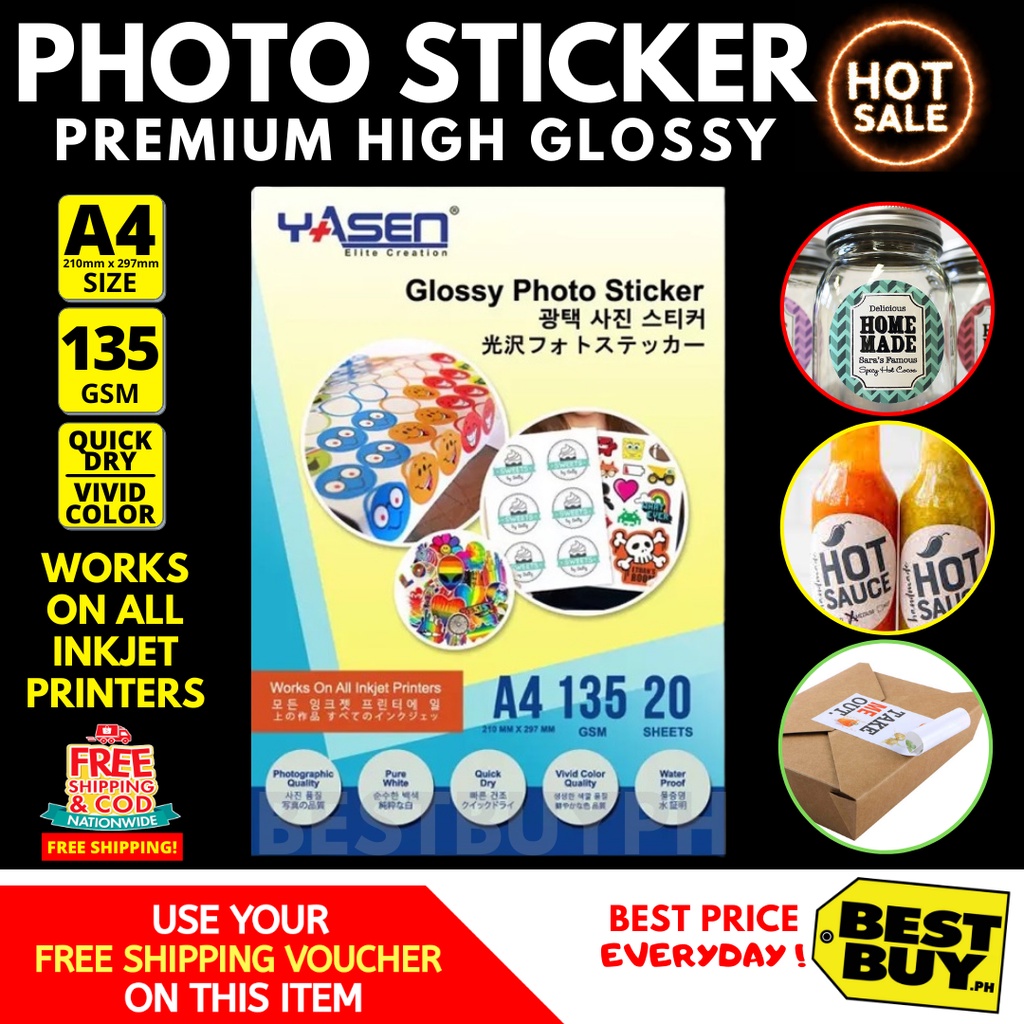 Yasen Glossy Photo Sticker A4 (135gsm) | Shopee Philippines