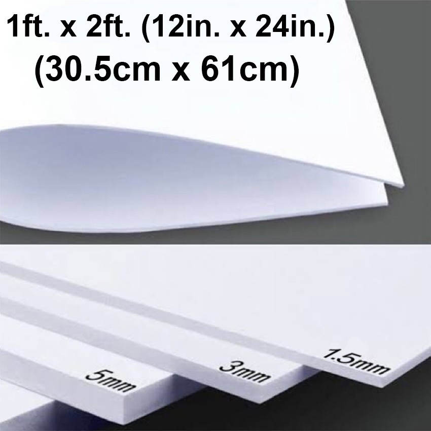 4 Pcs SINTRA PVC BOARD 1ft. x 2ft. (30.5cm x 61cm) 1.5mm, 3mm, 5mm ...