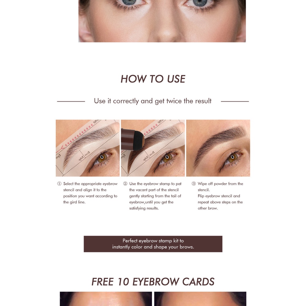 Eyebrow Stamp Waterproof Kit Eye Brow Stamp Powder Pomade Tottoo Dye ...
