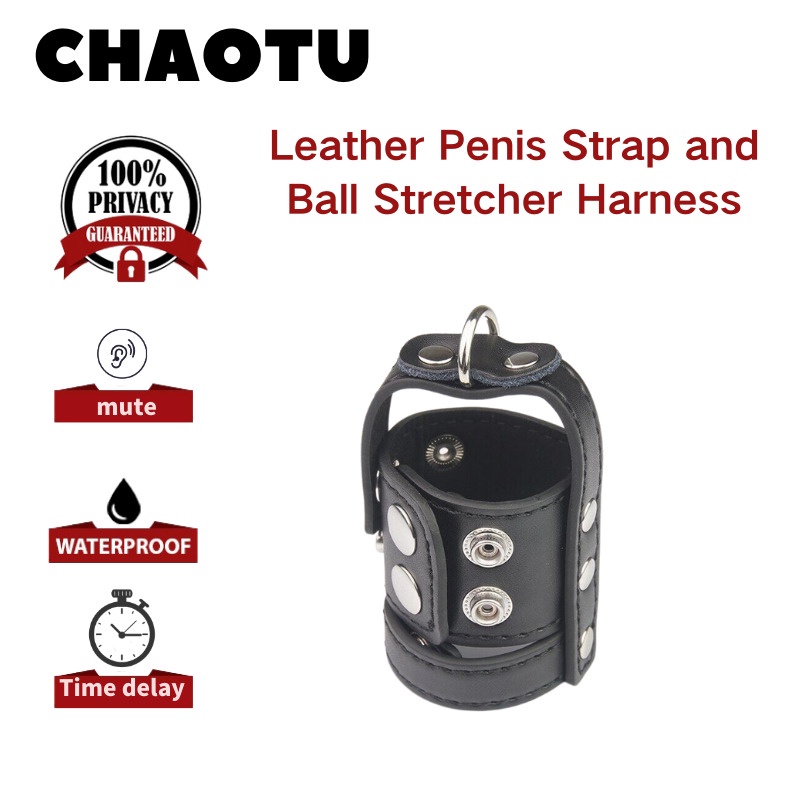 Leather Penis Strap And Ball Stretcher Harness Scrotum Sack Bondage