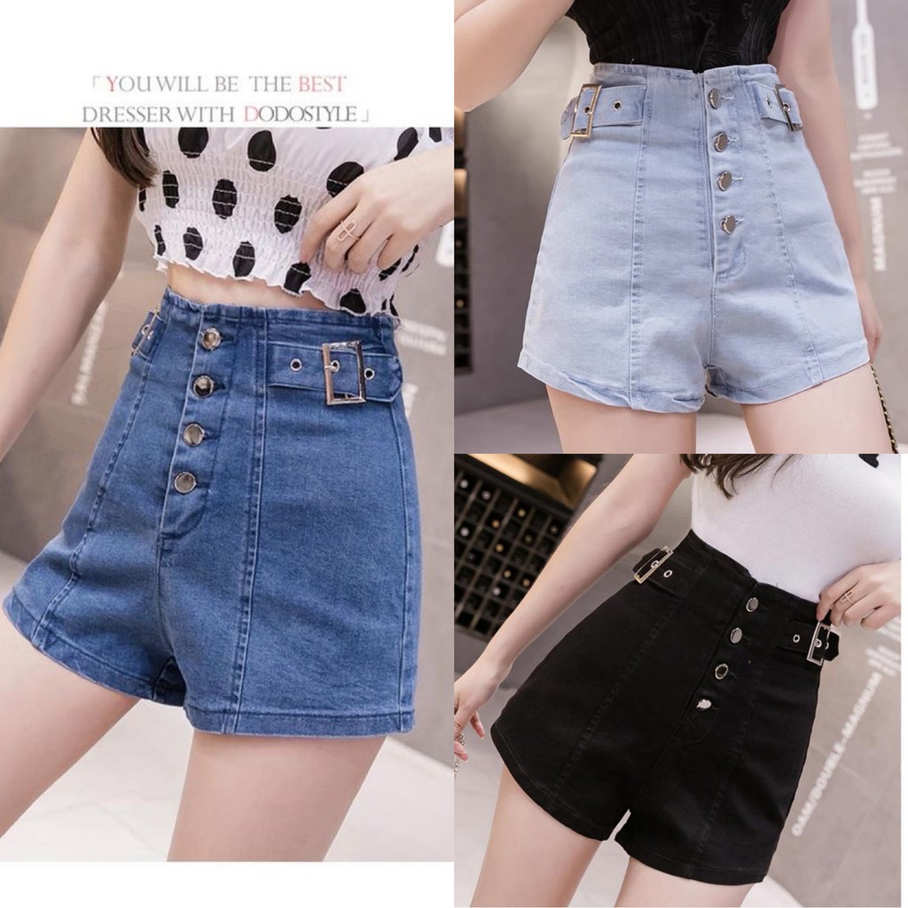 Women's Korean HighWaist Denim Shorts Button Down Maong Shorts For ...
