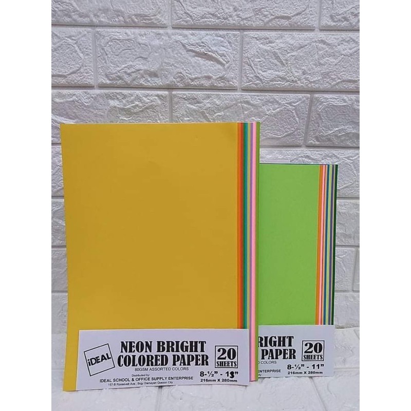 Colored Paper Neon Bright 20’s Sheets Assorted | Shopee Philippines
