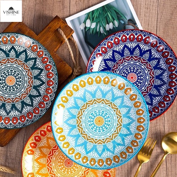 Ceramic Plate Bohemian Style Nordic Tableware Dinner Plate Household ...