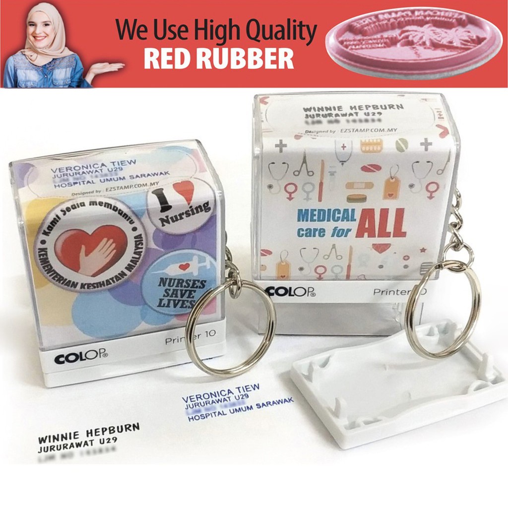 COLOP P10 Keychain Self-Inking Stamp For Nurse/ Jururawat Name and Job ...