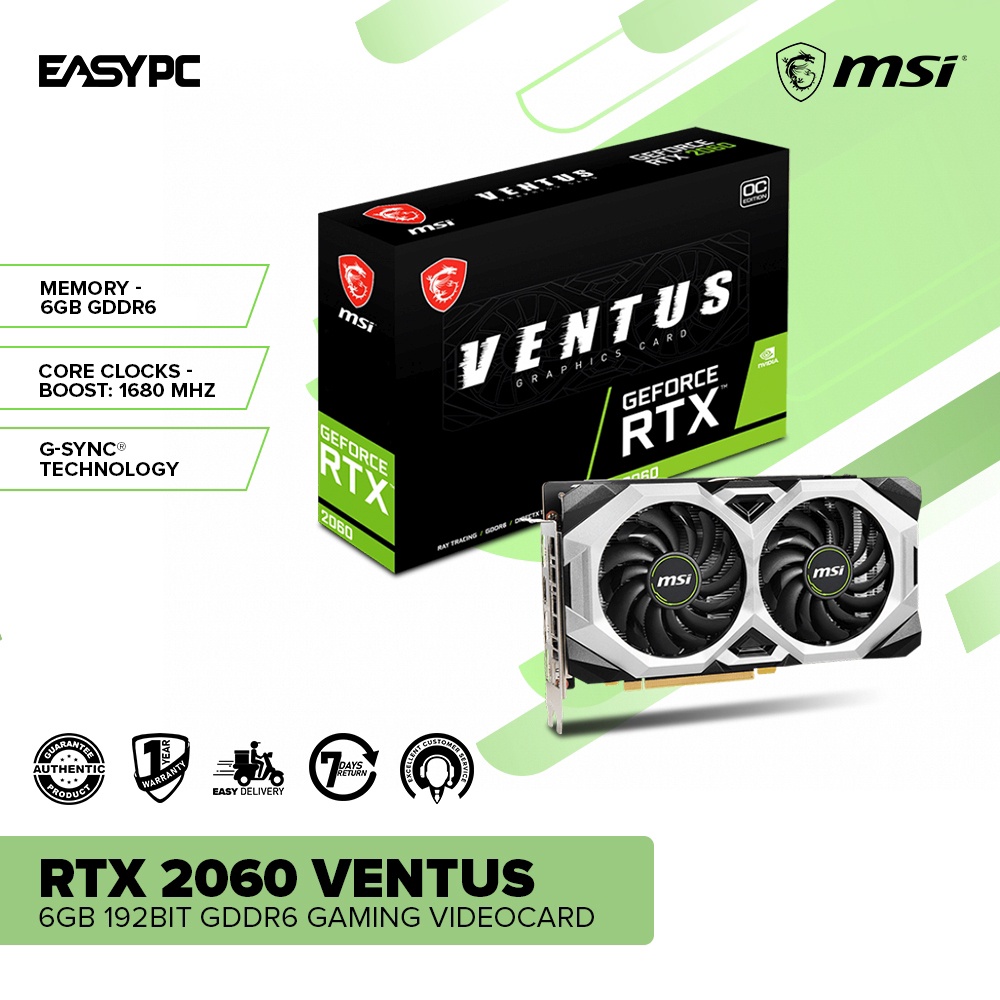 MSI RTX 2060 Ventus 6gb / RTX 2060 Ventus OC 12gb 192bit GDdr6 Gaming ...