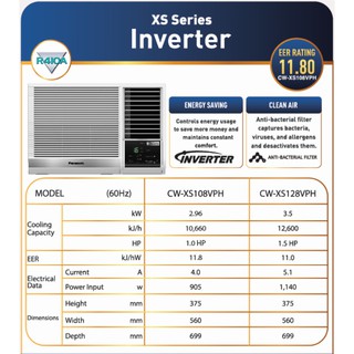 Panasonic 1HP Window Type Inverter CW-XS108VPH | Shopee Philippines