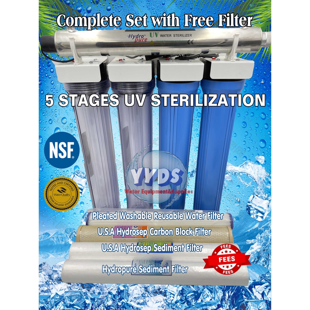 3/4/5 Stage Deep Well Water Filter housing with UV Sterilizer 25w Free ...