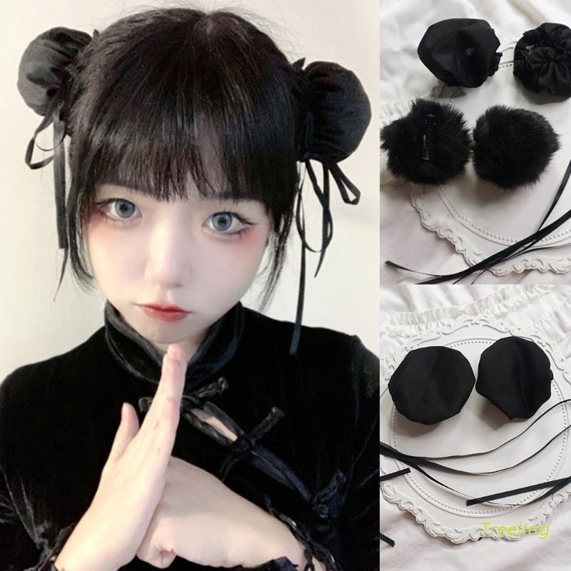 Treeling Pair Girls Bun Covers Chunli Hairstyle Snood Ballet Dance ...