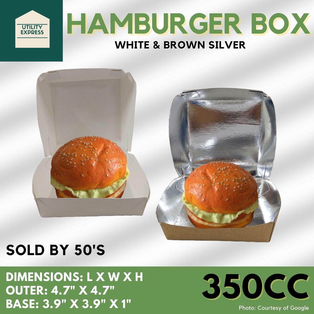 Paper Clamshell Hamburger Meal Box / Takeout Box 350cc (50pcs) White ...