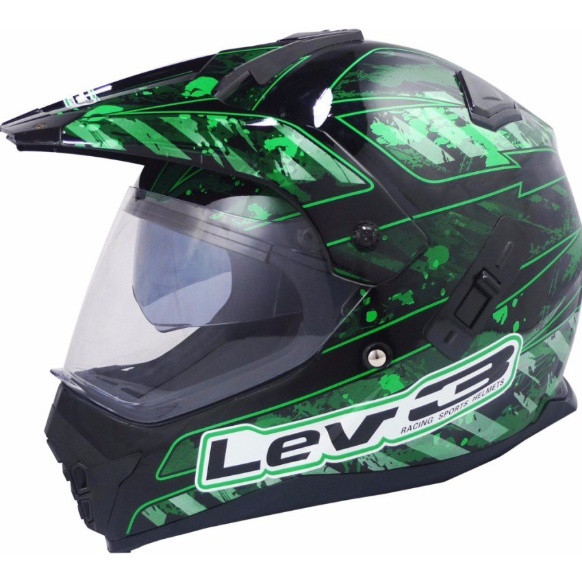 Lev3® DualSport Motard BJ-8910 Army Helmet (Black/Green) | Shopee ...
