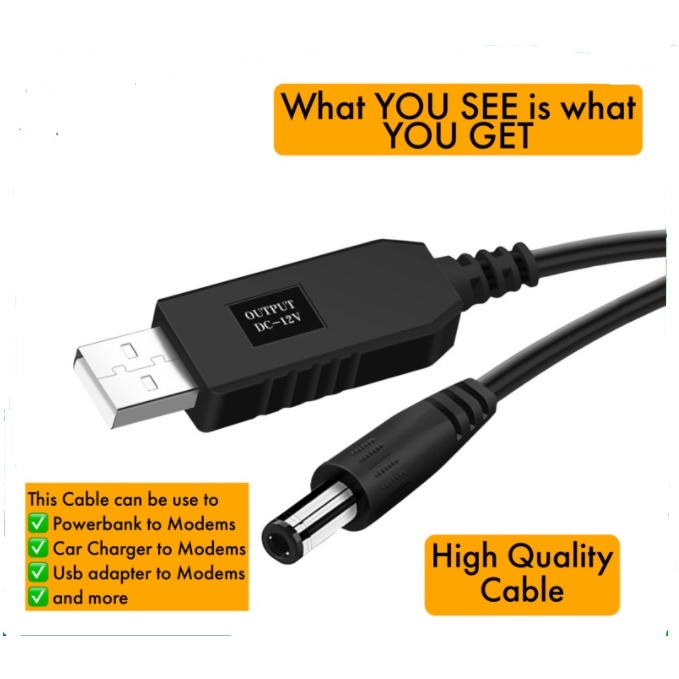5V to 12V USB DC Cable WiFi to Powerbank Connector Boost Converter Step ...