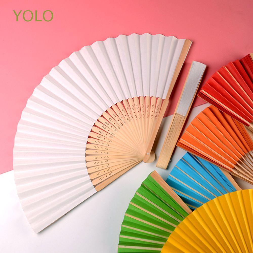 YOLO Hand Held Fan Girl Women 18 Colors Vintage Wedding Party ...