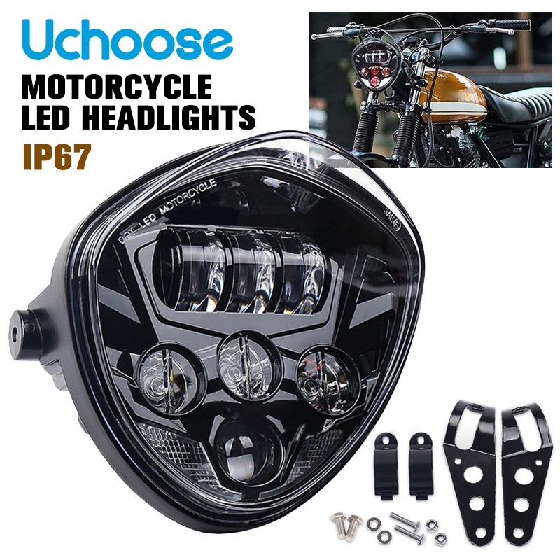7 inch Motorcycle Headlight Assembly with Bracket Clamp Universal ...