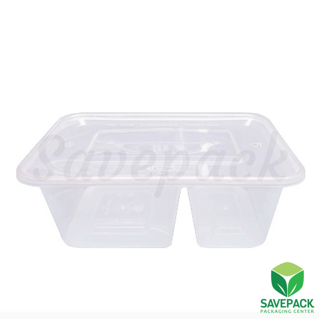 (5pcs) Rectangle Microwavable Container 750ML 2-DIVISIONS | Shopee ...