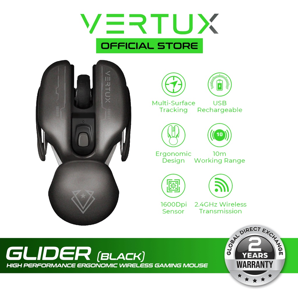 Vertux Glider High Performance Ergonomic Wireless Gaming Mouse | Shopee ...